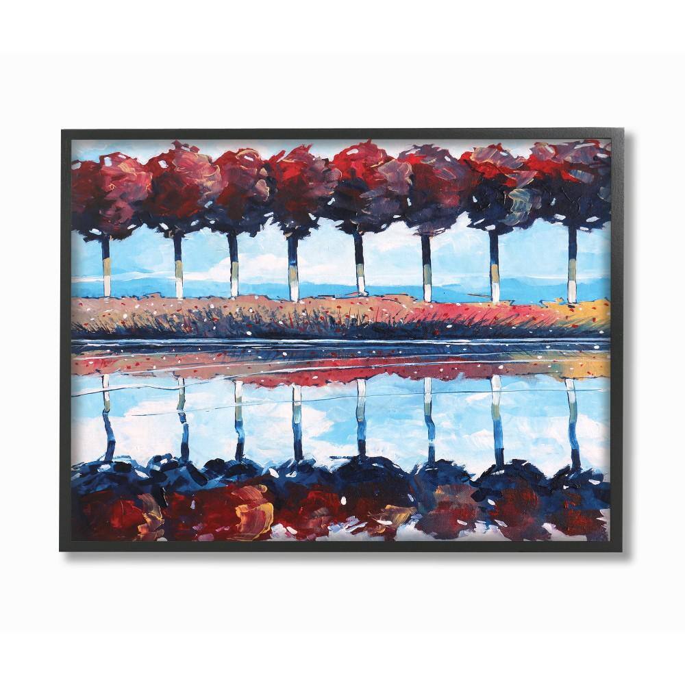 Stupell Industries 16 in. x 20 in. "Autumn Red Trees and Pond ...