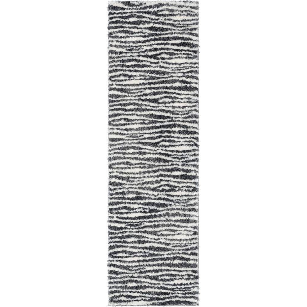 Well Woven Celeste Faro Modern Coastal Waves Shag Dark Grey 2 ft. 7 in ...