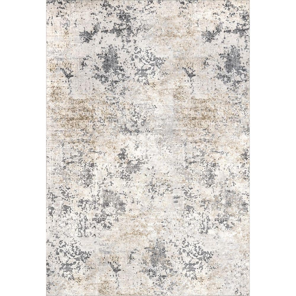 nuLOOM Danae Abstract Machine Washable Ivory 6 ft. x 9 ft. Area Rug ...