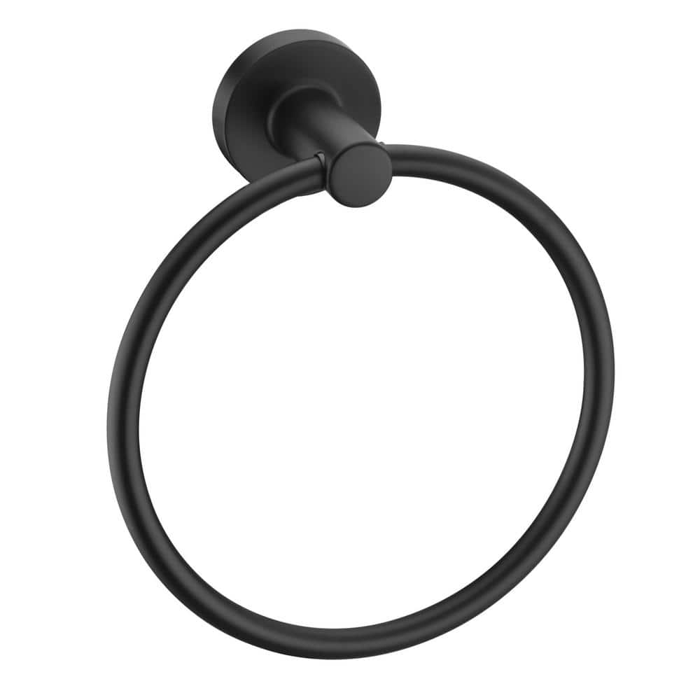 Ultra Faucets Kree Wall Mounted Towel Ring in Matte Black UFA41087 ...