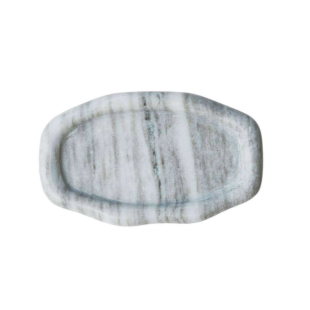 Storied Home 8 in. W x 1 in. H x 5 in. D Oval Buff Beige Marble Serving ...
