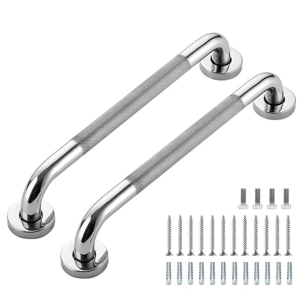 Numhew 2-Pack 16 in. x 1 in. Anti Slip Grab Bar in Silver, Stainless ...