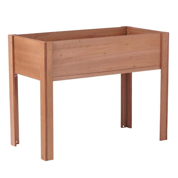 Brown Solid Wood Rectangle Outdoor Raised Garden Bed with 4-Leg Support (1-Pack) FXM-W264-89 ...