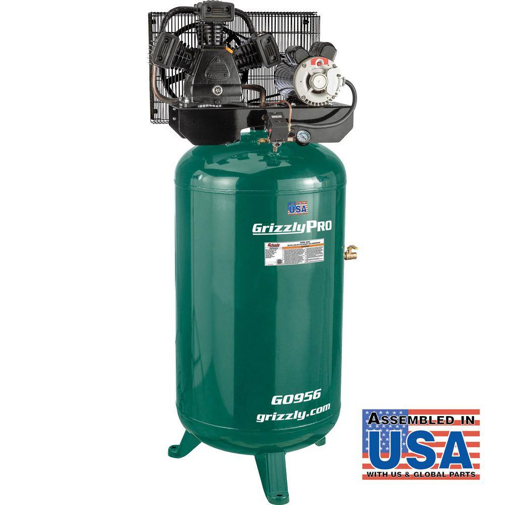 Grizzly PRO 80 Gal. 125 PSI 5 HP Electric Corded Stationary Air ...