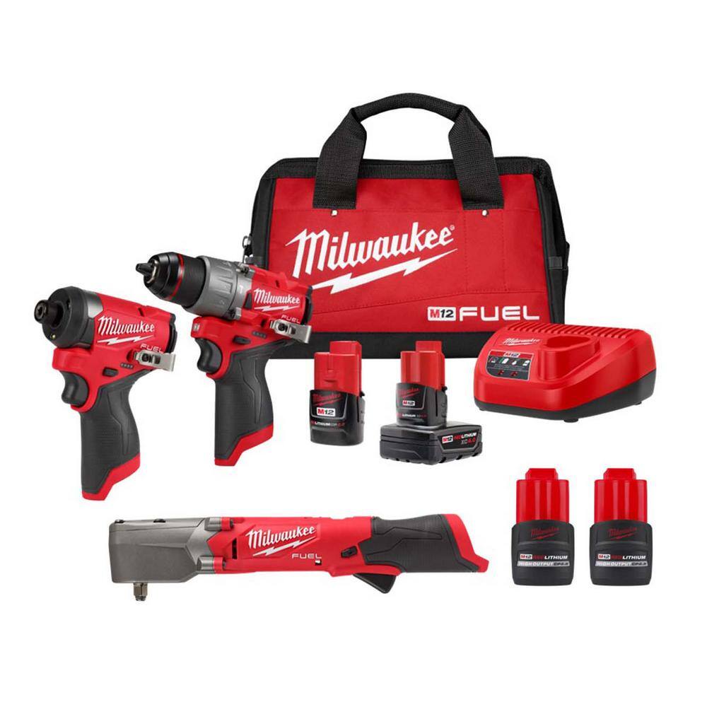 Milwaukee M12 FUEL 12-Volt Cordless 2-Tool Combo Kit with M12 FUEL 3/8 ...