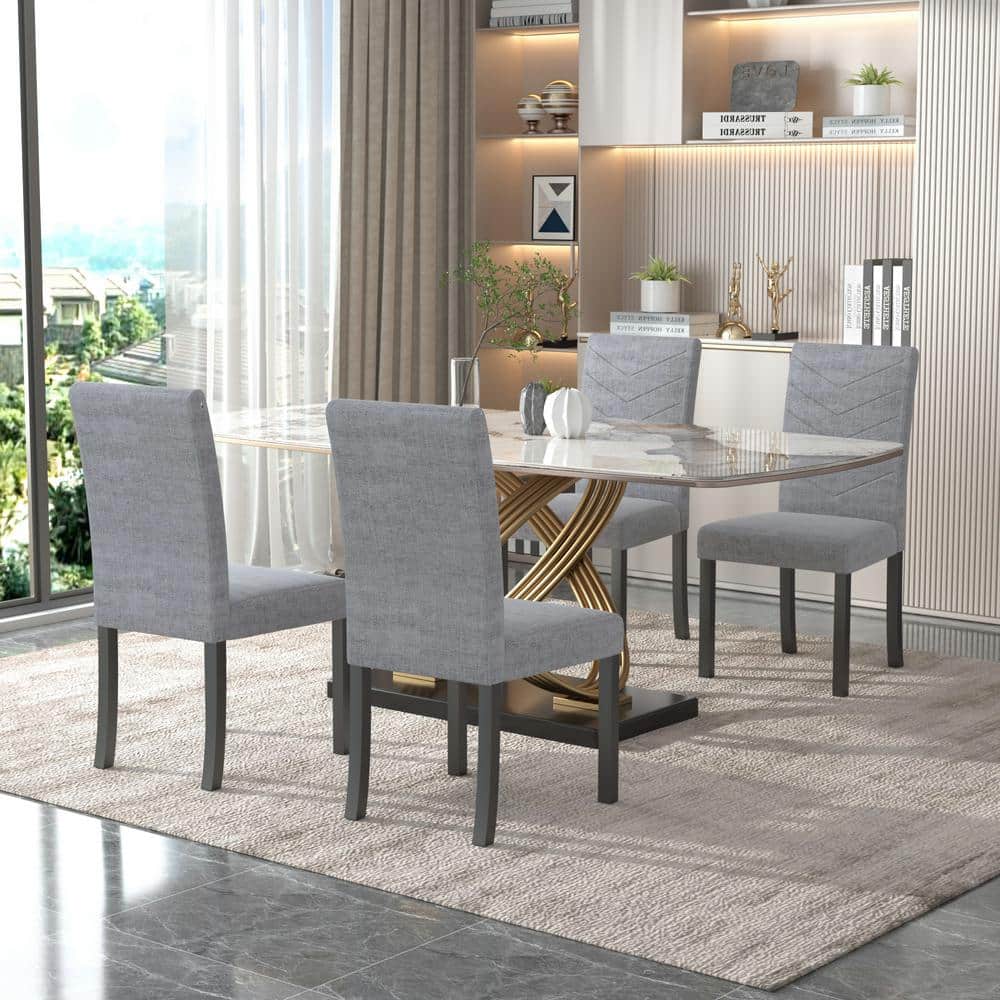 VECELO Modern Upholstered Dining Chairs (Box of 4) Fabric Kitchen ...