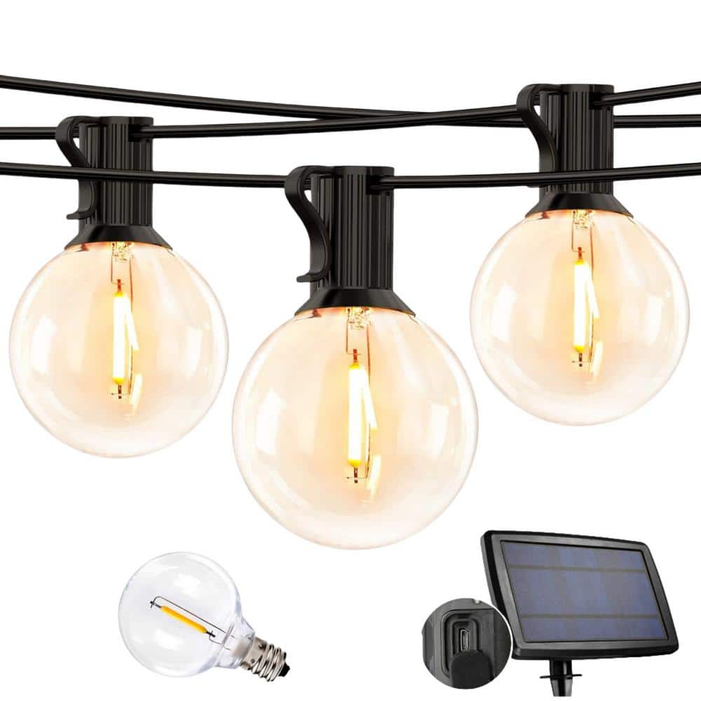 KOAOEIRS 25-Light 50 ft. Outdoor Solar Shatterproof LED G40 Integrated ...
