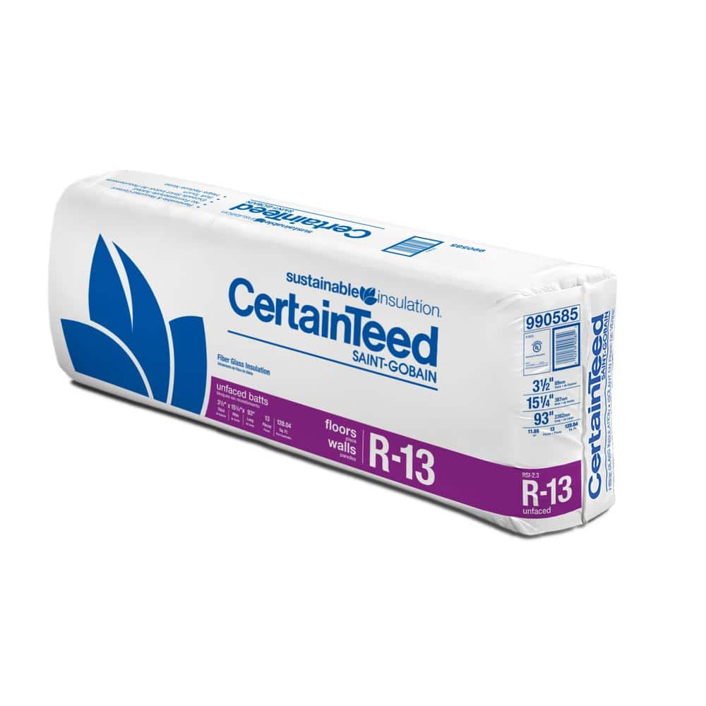 CertainTeed R13 Unfaced Fiberglass Insulation Batt 15.25 in. x 93 in ...