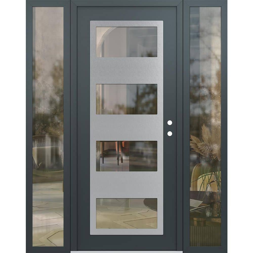 Tessari Doors C2 64 in. x 80 in. Silver P Left-Hand/Inswing Clear Glass ...