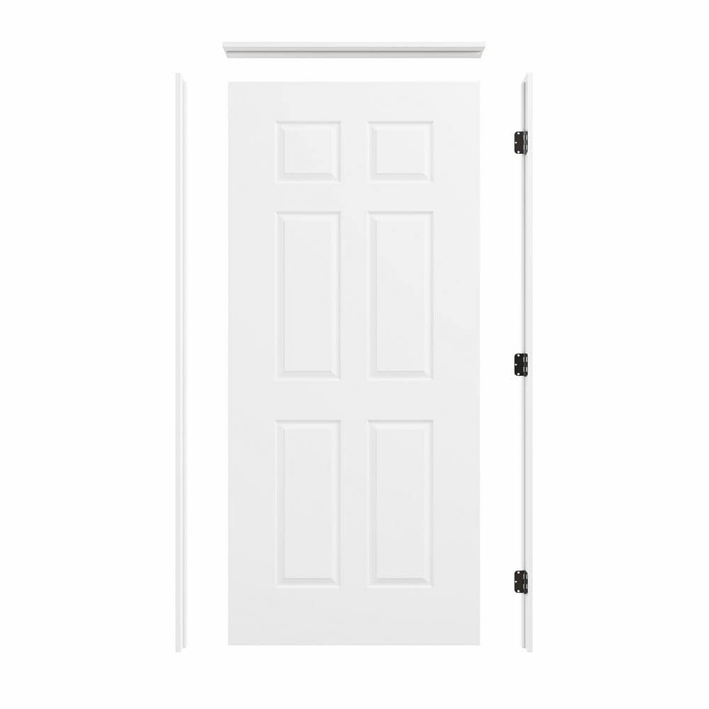ARK DESIGN 36 in. x 80 in. 6-Panel Left-Handed Painted Solid Core Wood ...