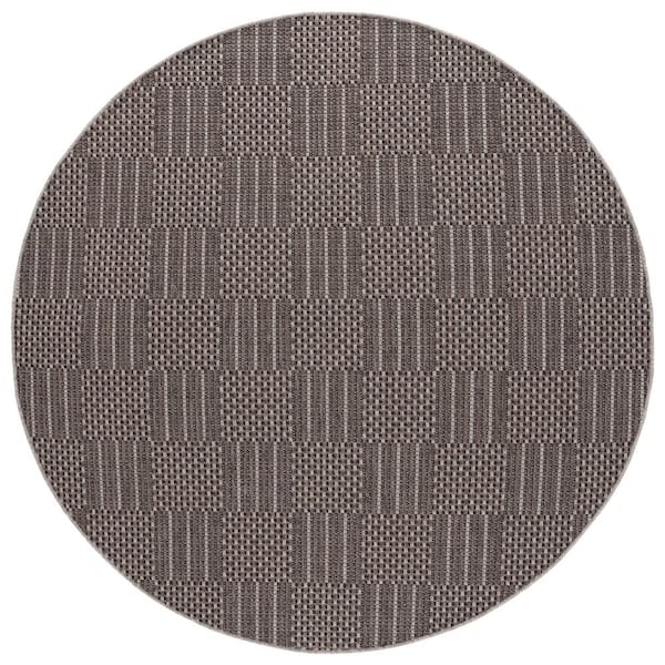 SAFAVIEH Sisal All-Weather Black/Gray 7 ft. x 7 ft. Striped Geometric ...