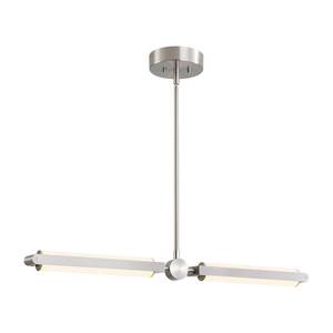 Rennnsan Eason 3-Light Brushed Nickel Modern Linear Ring Kitchen Island ...