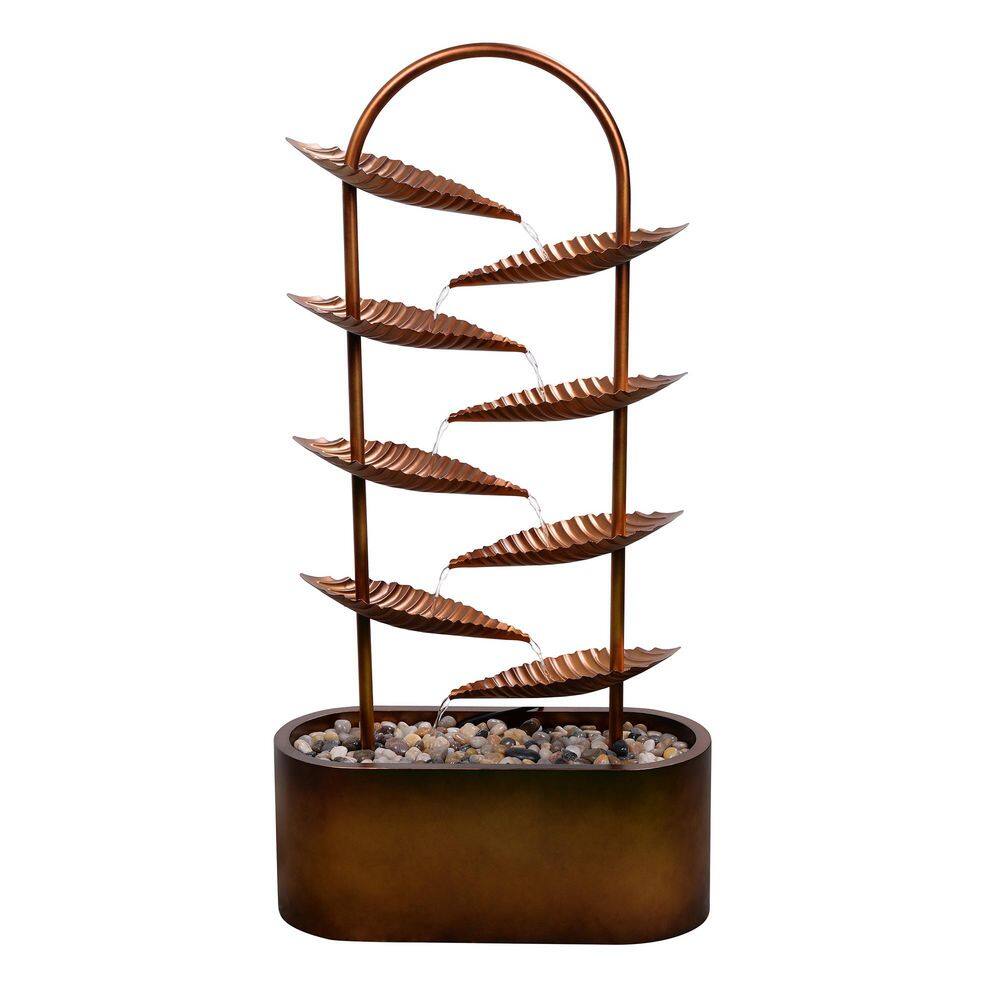 HI-LINE GIFT LTD Rustic Metal Leaf Cascade Fountain - Outdoor 79533-C - The Home Depot