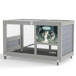 PawHut Wooden Indoor Rabbit Hutch Elevated Cage Habitat with No Leak ...