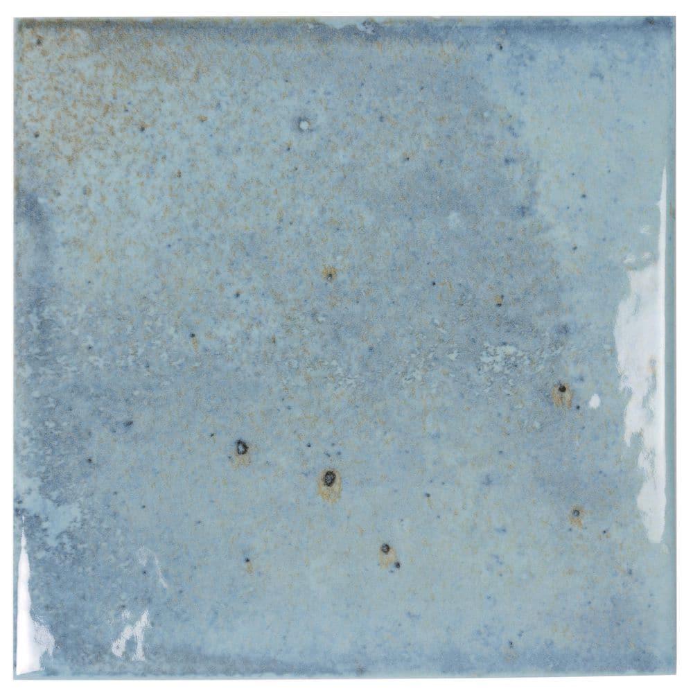 Apollo Tile Zahara 6 in. x 6 in. Glossy Sky Blue Porcelain Zellige ...