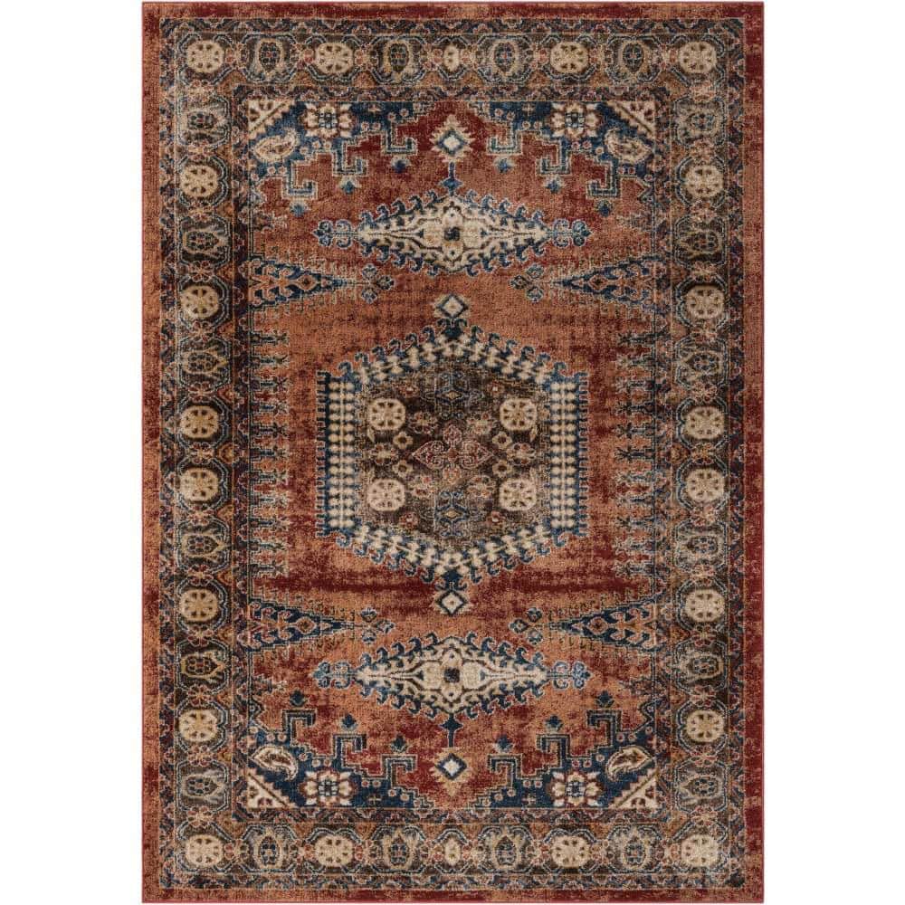 Unique Loom Utopia Larissa Terracotta 6' 1 x 9' 0 Area Rug 3187553 ...