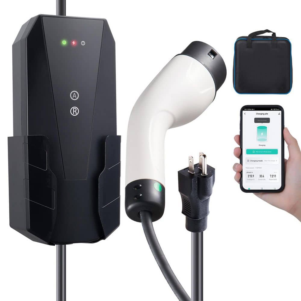 SVOPES 16 Amp 120V/240V Portable EV Charger, 28-ft. Cable, NEMA 6-20P ...