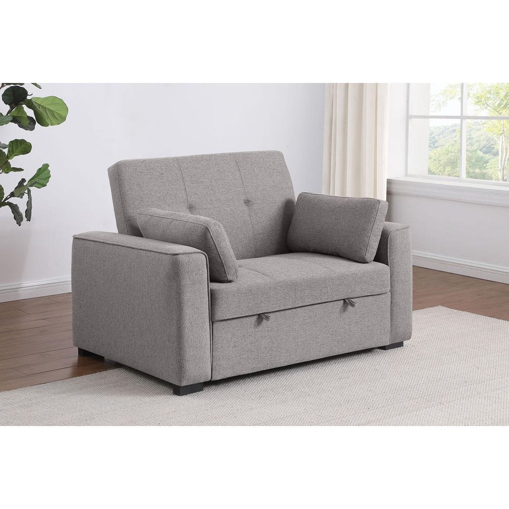 Coaster Edith 52 in. Grey Fabric Upholstered Convertible Sleeper Sofa ...