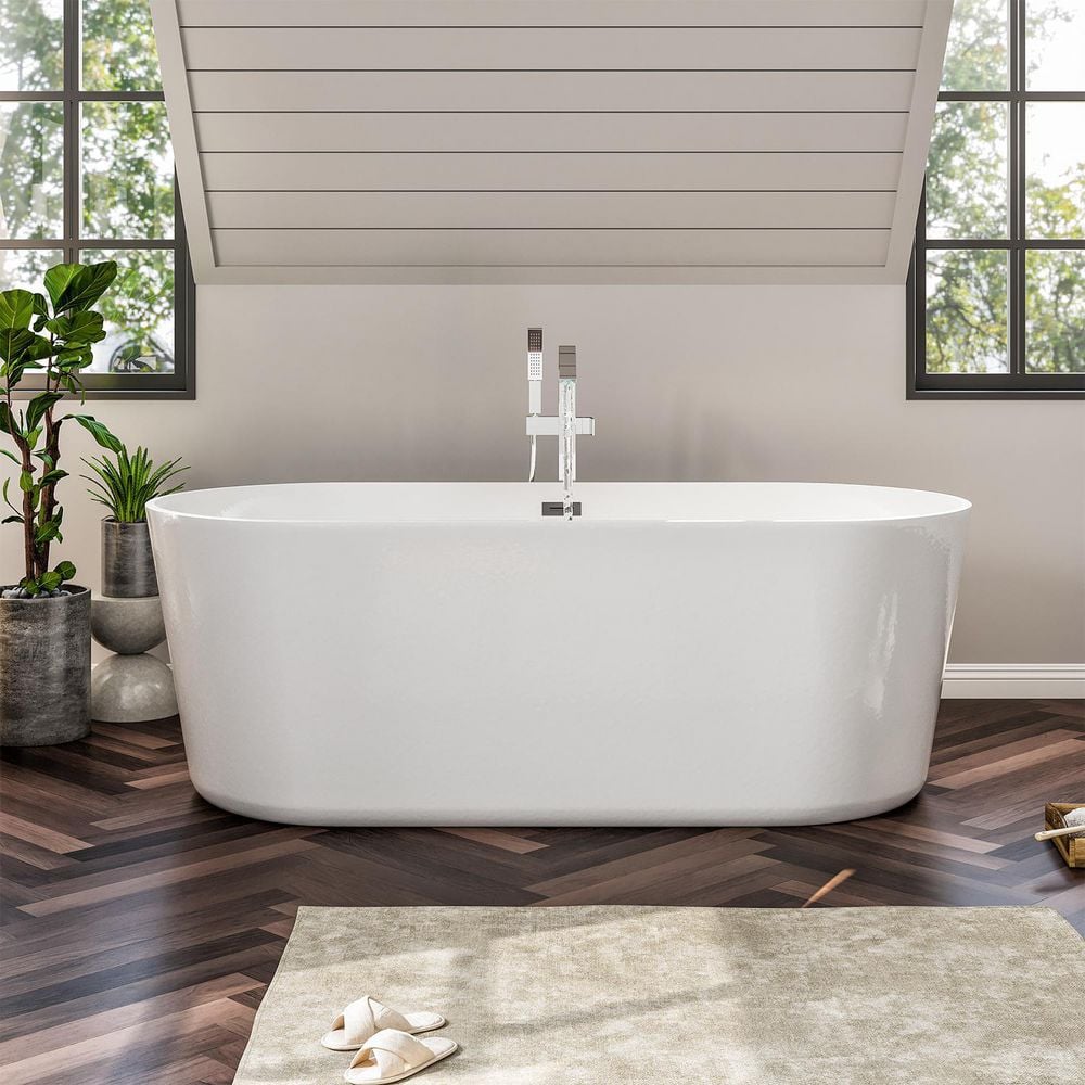 Eviva Chloe 55 in. Acrylic Faltbottom Freestanding Bathtub in White ...