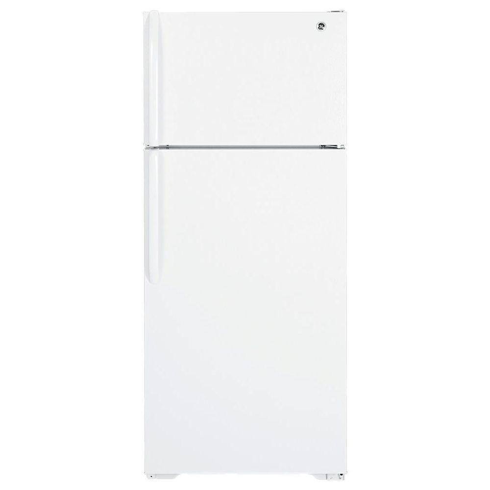 GE 28 in. W 18.1 cu. ft. Top Freezer Refrigerator in White GTS18GBEWW ...
