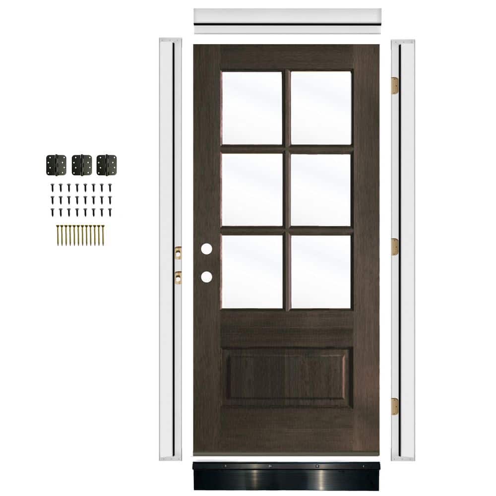 Krosswood Doors 36in. x80in. Farmhouse Right-Hand 6-Lite Clear Glass ...