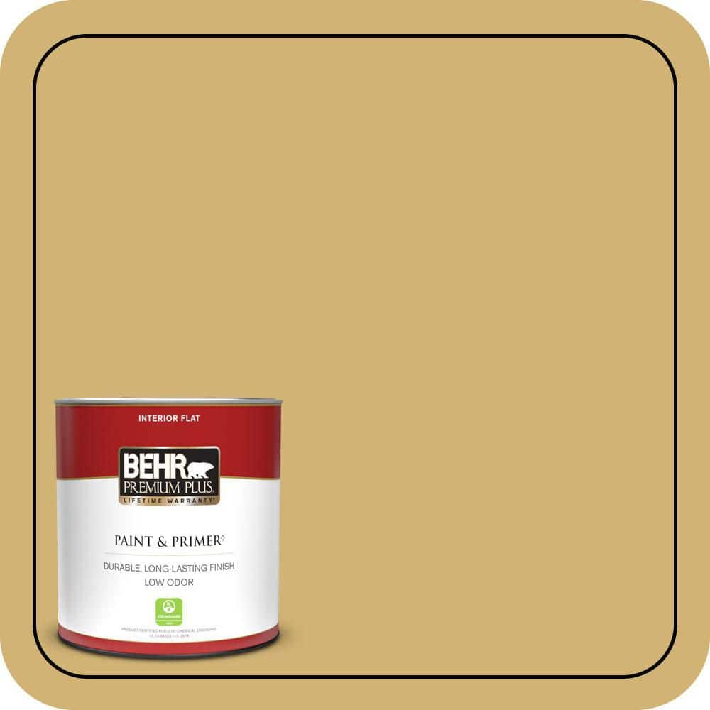BEHR PREMIUM PLUS 1 qt. #M320-5 Dried Chamomile Flat Low Odor Interior ...