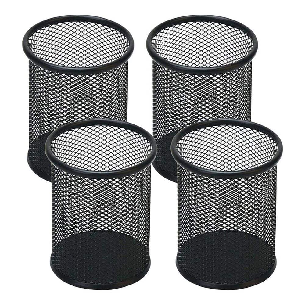 4-Pack Black Mesh Metal Pen Holder Pencil Cup Desk Organizer Wire ...