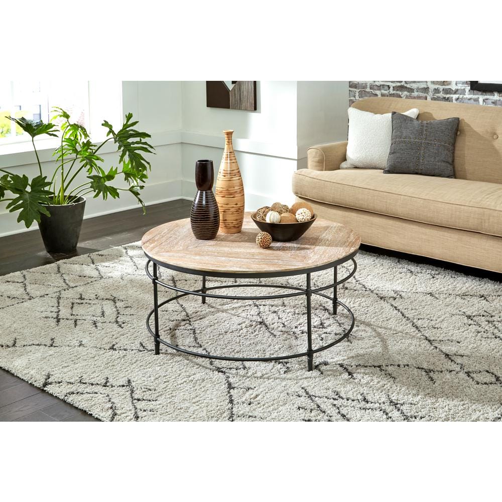 Martin Svensson Home Fenway 38 in. Pickled Mango Round Solid Wood Top Coffee Table 8714211 The Home Depot