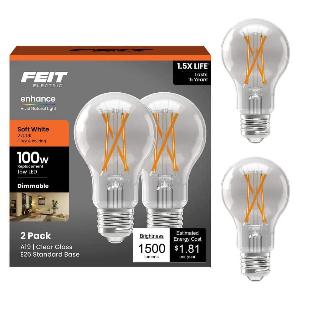 Feit Electric 100-Watt Equivalent A19 Dimmable CEC 90 Plus CRI Indoor ...
