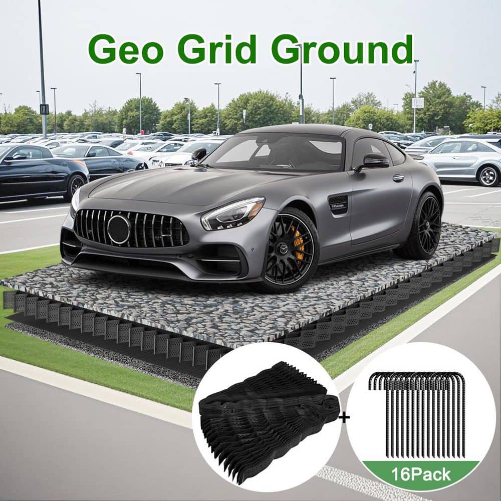 Wellco 10 ft. x 26 ft. x 2 in. Plastic Ground Geo Grid Driveway Ground ...