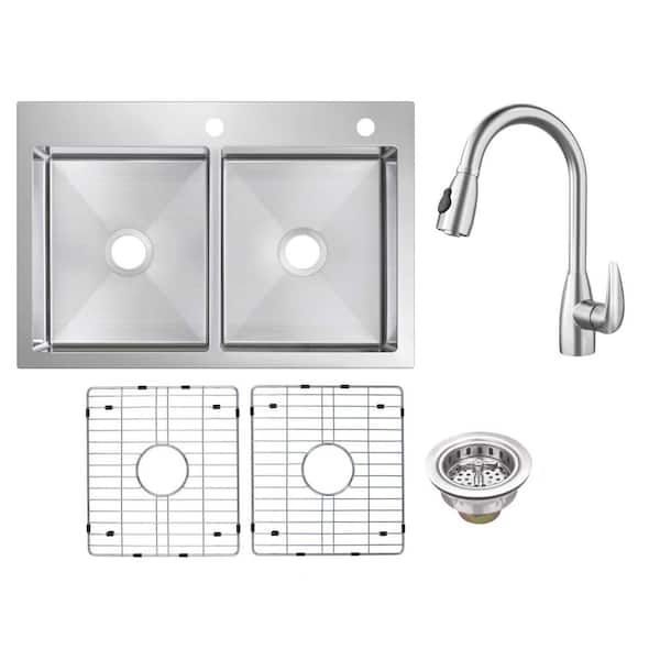 KOHLER Task Workstation 33 in. Drop-In Smart Divide Double Bowl ...