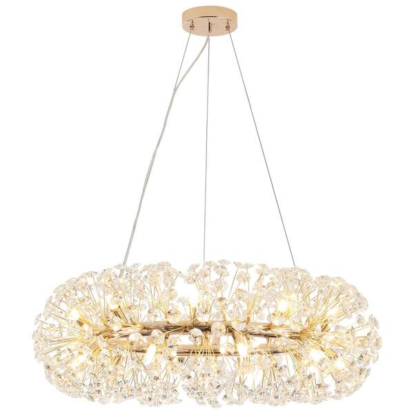 LWYTJO Jeovana 20 Light Gold Crystal Dimmable Wagon Wheel Chandelier ...