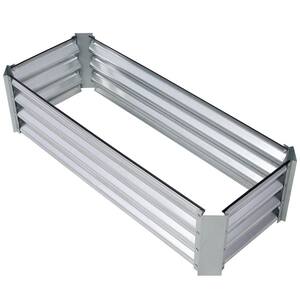 Wildaven 8 ft. x 4 ft. x 1 ft. Silver Galvanized Steel Rectangle ...
