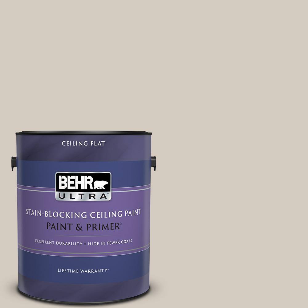 BEHR ULTRA 1 gal. #N220-2 Ashen Tan Ceiling Flat Interior Paint and ...