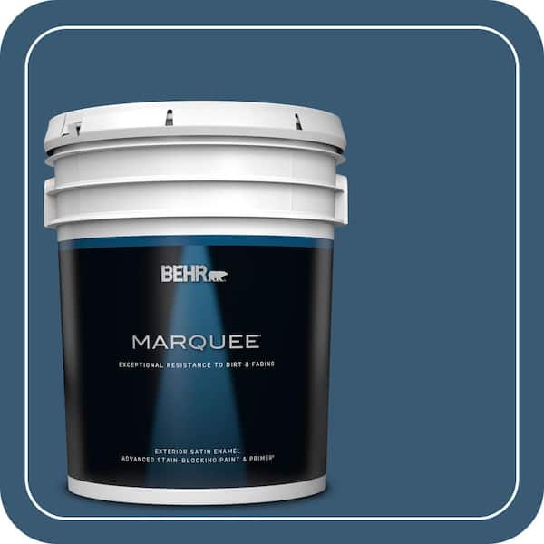 BEHR MARQUEE 5 gal. #M500-6 Express Blue Satin Enamel Exterior Paint ...
