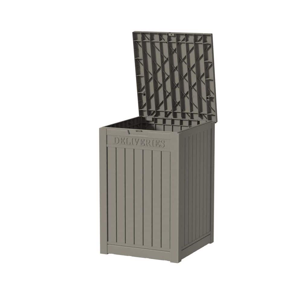 Ama pear Gray 48 Gal. Waterproof Lockable Resin Package Delivery Box ...