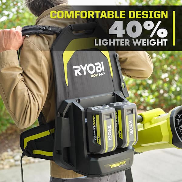 RYOBI 40V HP Brushless Whisper Series 180 MPH 850 CFM Cordless Battery ...
