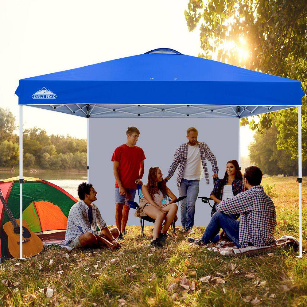 EAGLE PEAK 12 ft. x 12 ft. Pop up Canopy Tent with One Sidewall and 4 ...