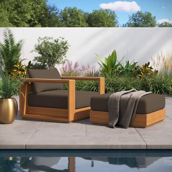 MODWAY Tahoe Acacia Wood 2-Piece Outdoor Patio Set in Natural Cocoa EEI ...