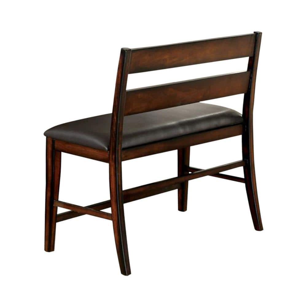 Benjara 44.75 in. Dark Cherry With back Counter Height Bedroom Bench ...