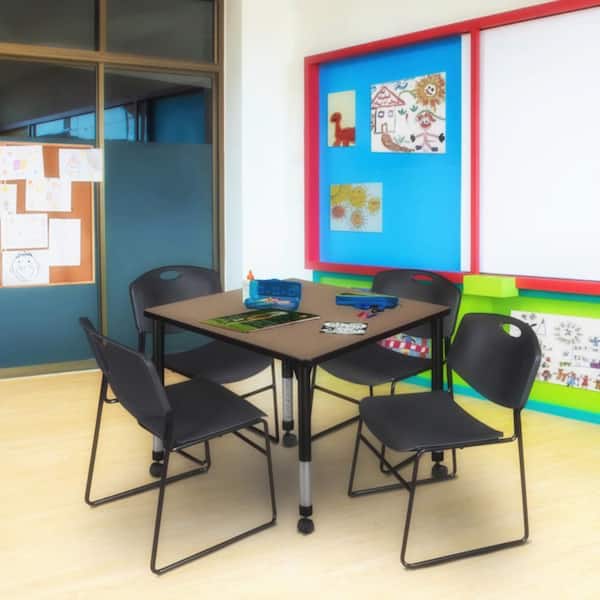 Regency Kee 42 in. Square Noble Oak Mobile Adjustable Classroom Table ...