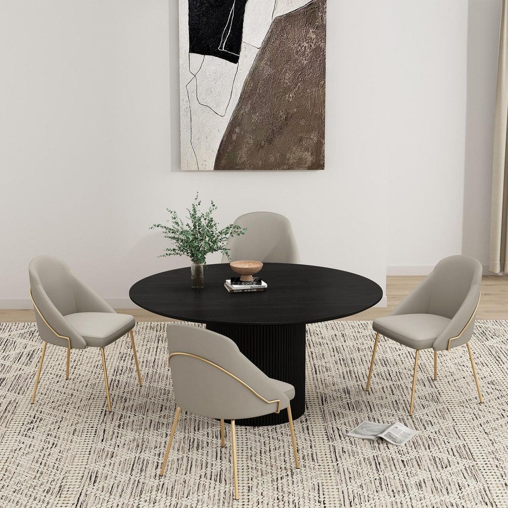 Manhattan Comfort Gracie Modern Stone and Gold Faux Leather Upholstered ...