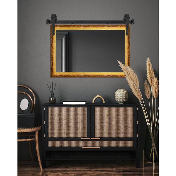 Rayne Mirrors (50 in. W x 33 in. H) Gold/Bronze Modern Rustic Mirror ...