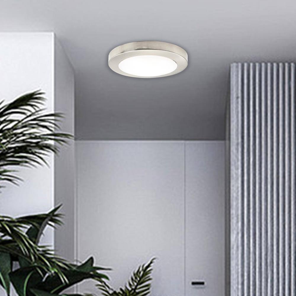 Cedar Hill 7.5 in. Brushed Nickel LED Disc Light (1-Pack) 807801 - The ...