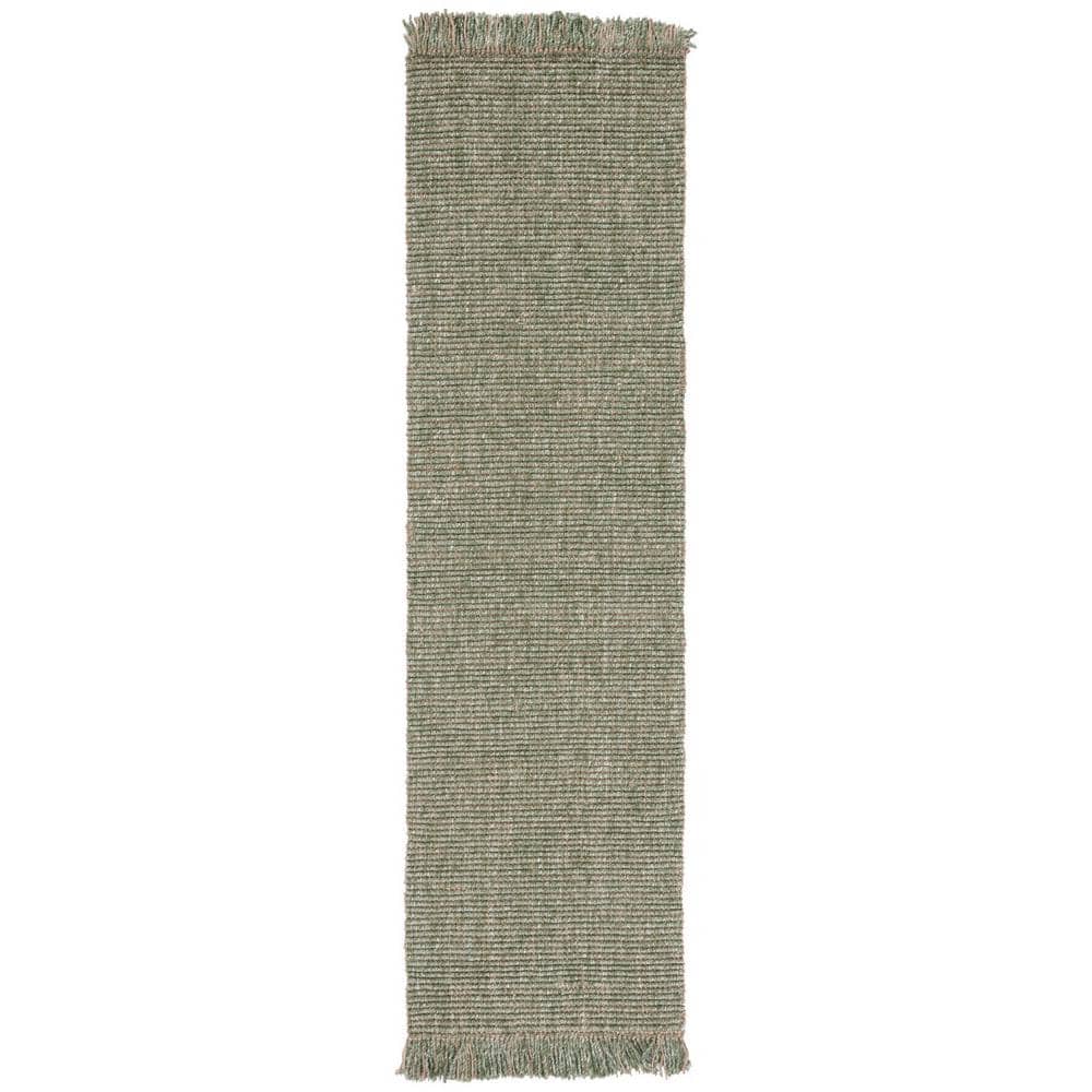 SAFAVIEH Natural Fiber Green/Beige 2 ft. x 8 ft. Woven Thread Runner ...