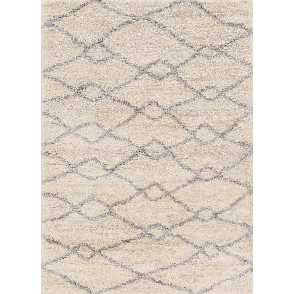 MILLERTON HOME Rune Ivory/Gray 5 ft. x 8 ft. Trellis Shag Area Rug ...