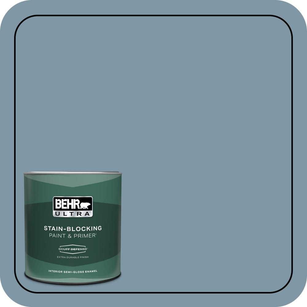 BEHR ULTRA 1 qt. #560F-5 Bleached Denim Extra Durable Semi-Gloss Enamel ...