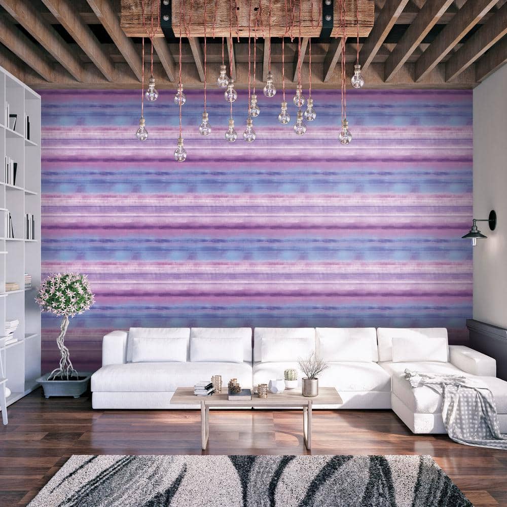 Atmosphere Purple/Blue Metallic Skye Stripe Non-Pasted on Non-Woven ...