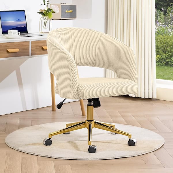JEAREY Beige Modern Swivel and Adjustable Task Chair Tufted Office ...