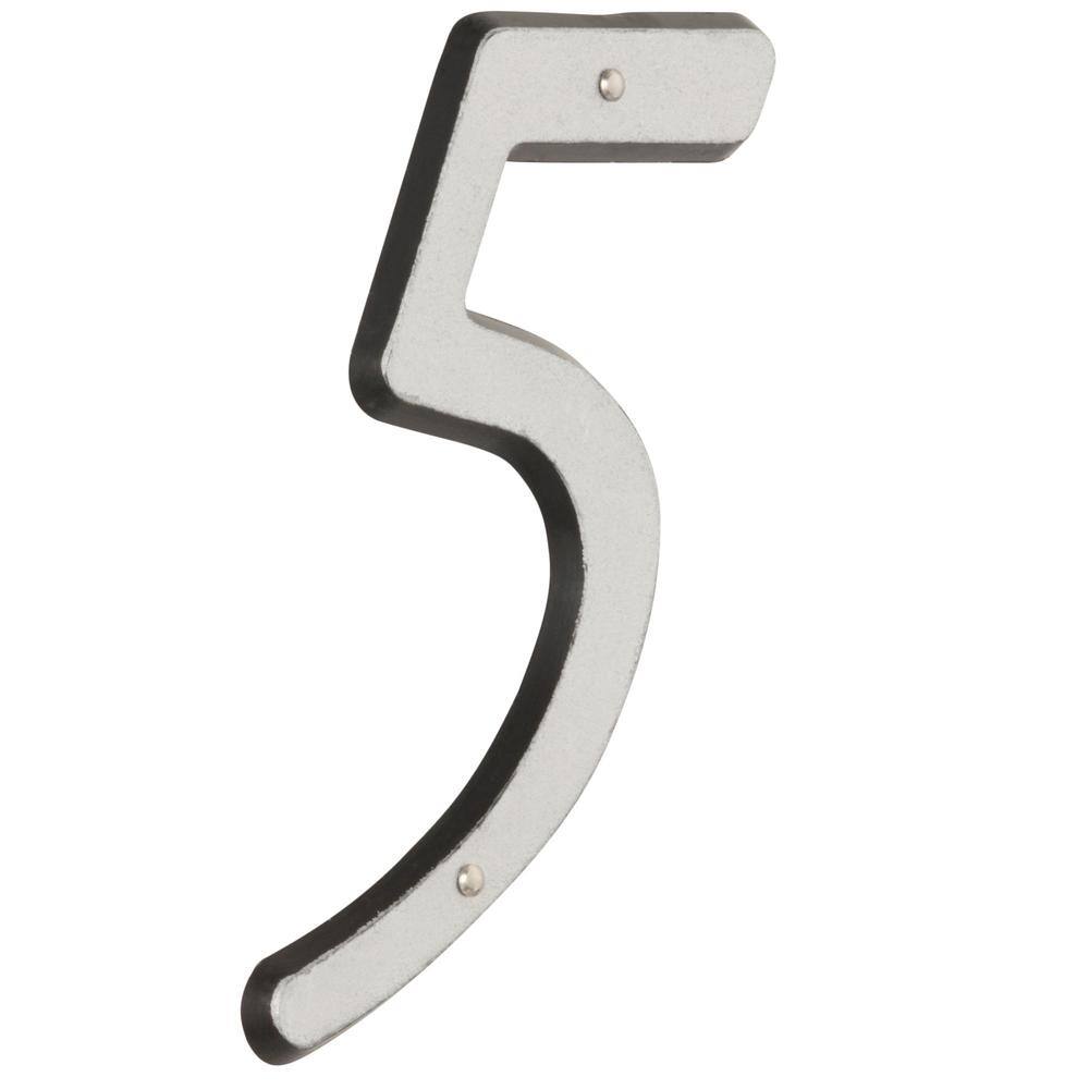 Everbilt 4 in. Plastic Reflective Nail-On House Number 5 30556 - The ...